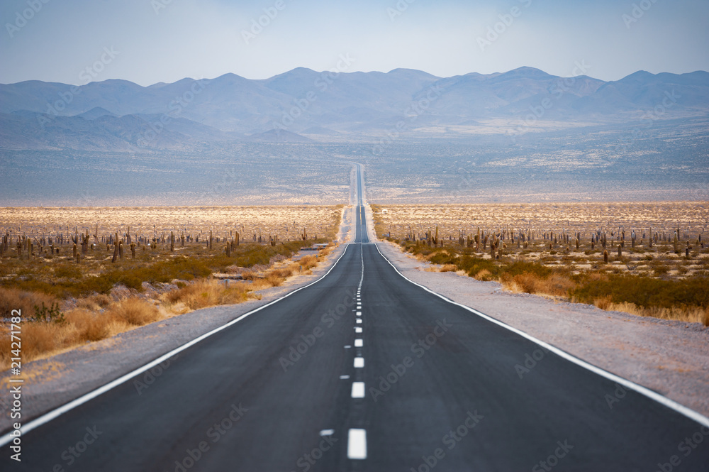 Straight route line on the desert Stock Photo | Adobe Stock