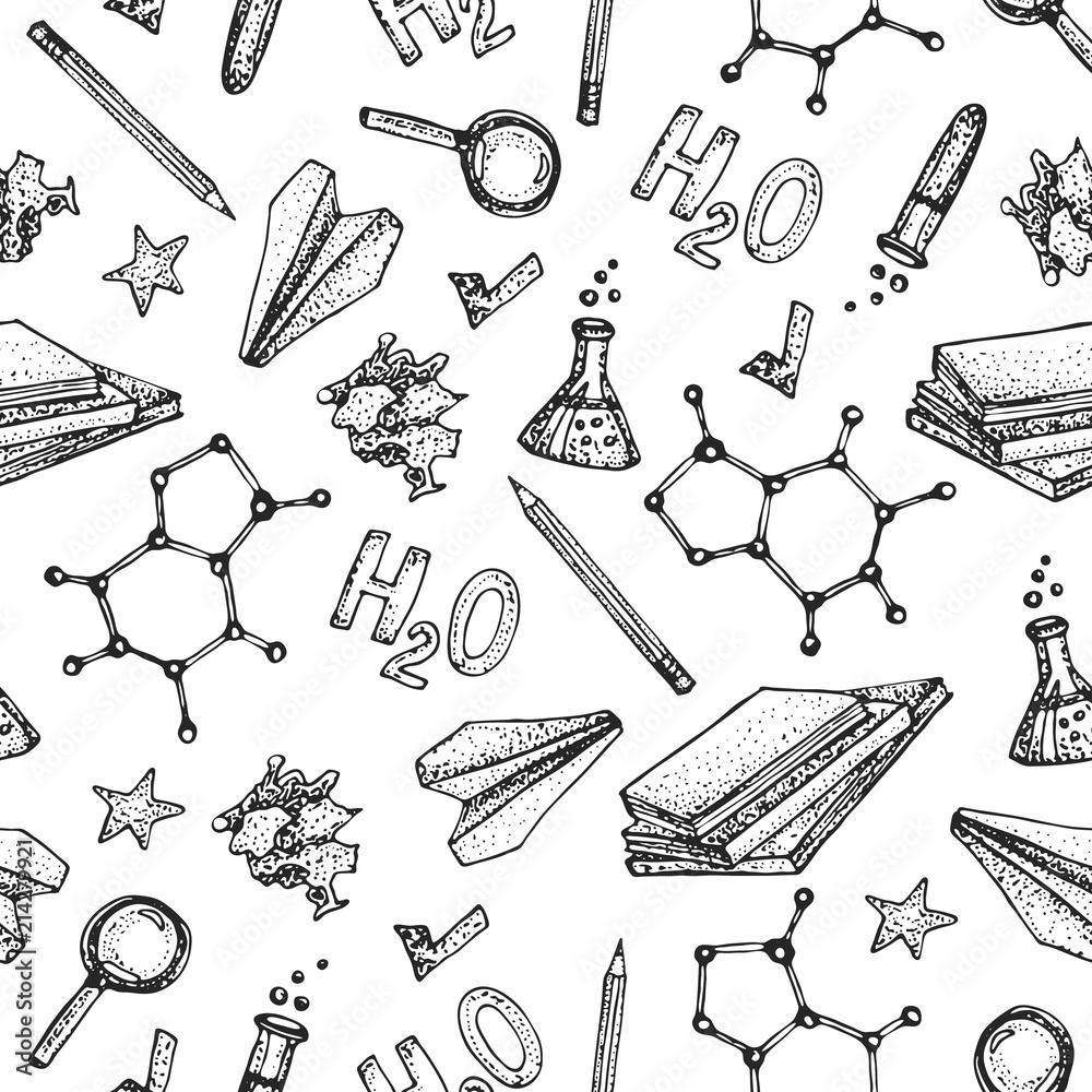 Vector seamless pattern of Chemistry science theory and bonding formula ...