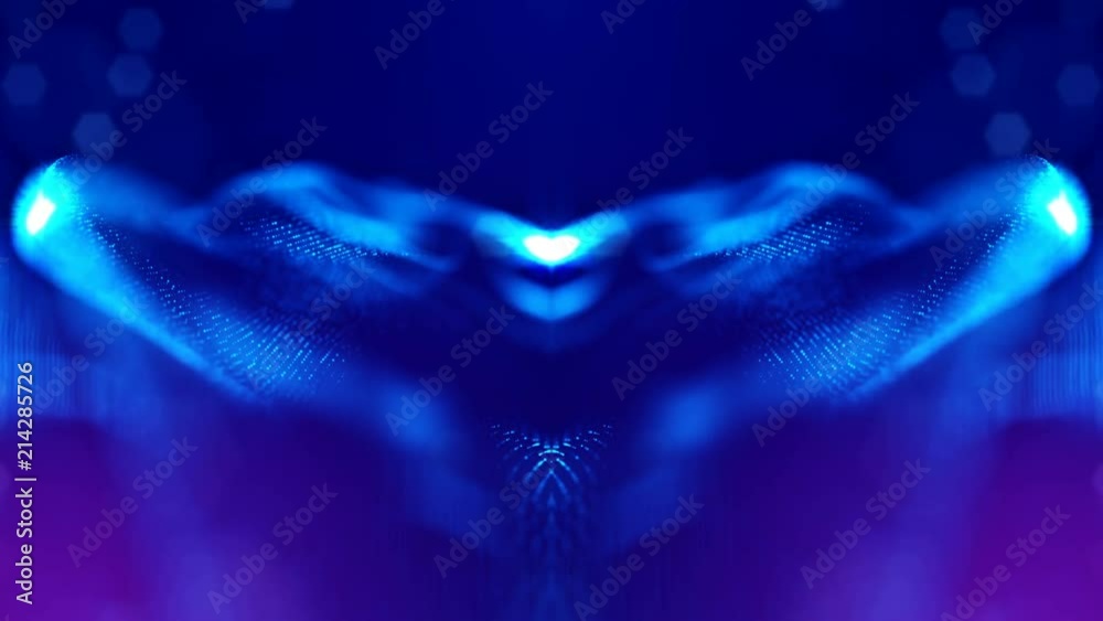 Video Stock 4k seamless 3d animation as sci-fi background with glow particles and depth of field ...