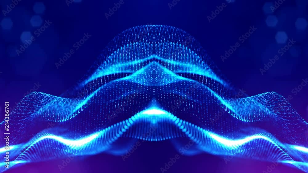 4k seamless 3d animation as sci-fi background with glow particles and ...