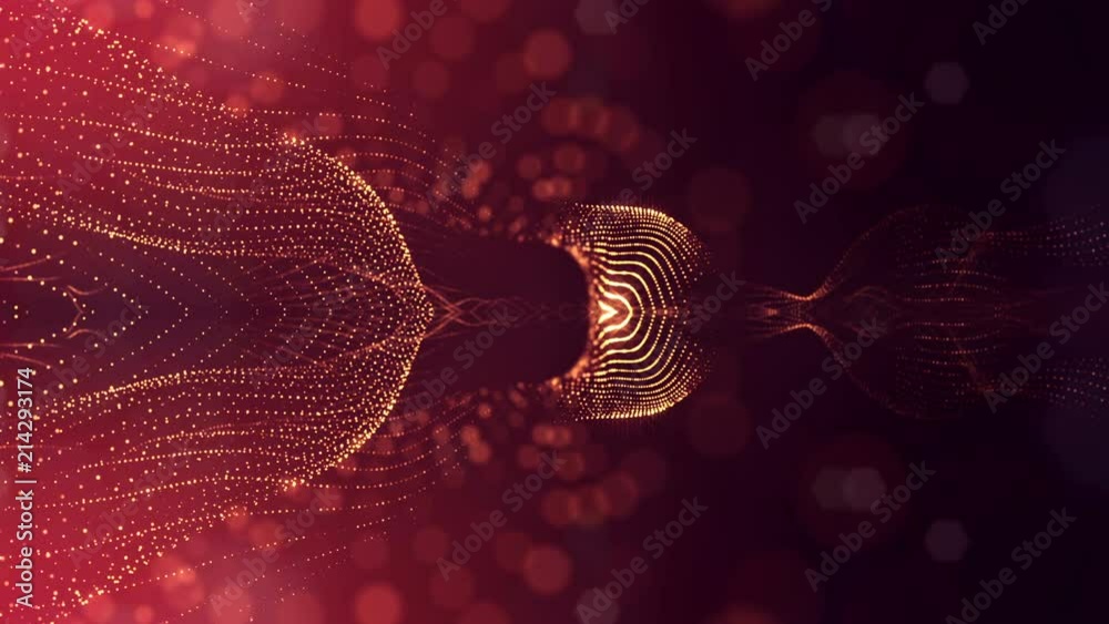 Vidéo Stock 4k seamless 3d animation as sci-fi background with glow particles and depth of field ...