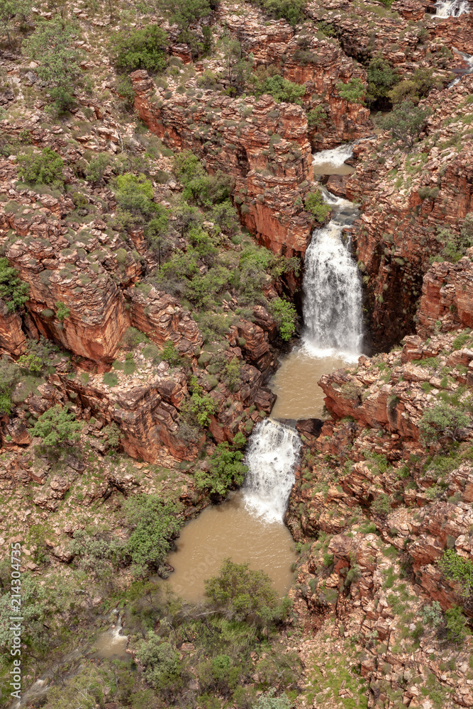 Oblique Aerial Portrait view of cascades and unamed waterfall in the ...