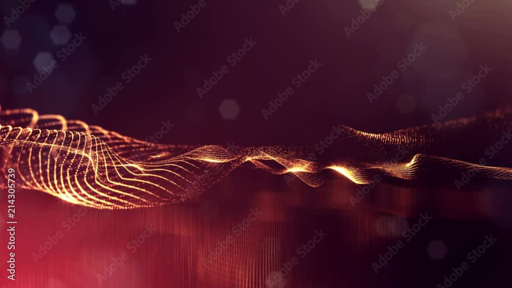 4k seamless 3d animation as sci-fi background with glow particles and depth of field, bokeh ...