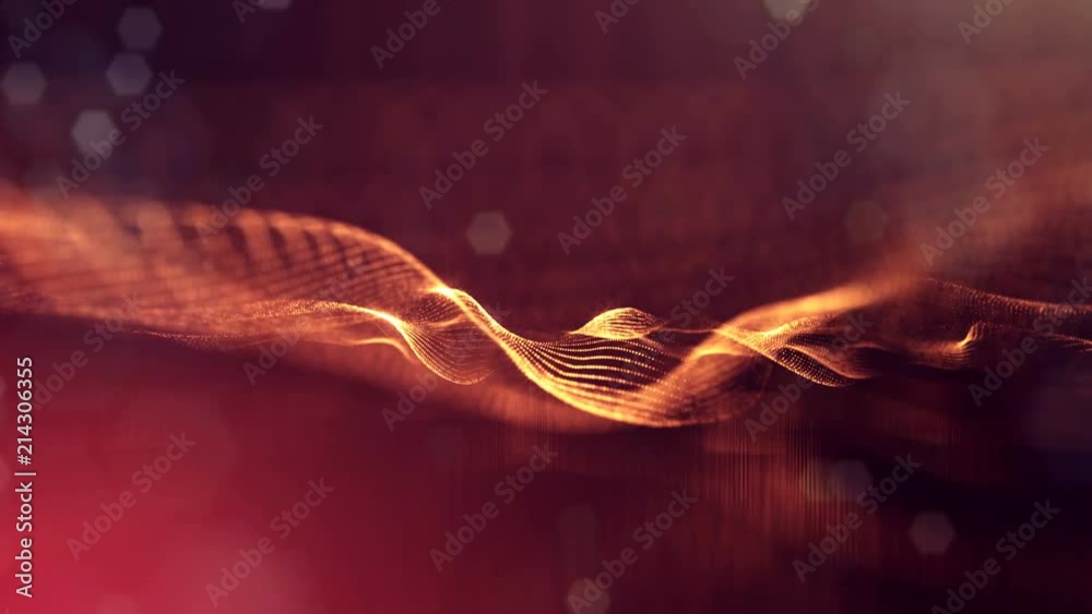 4k seamless 3d animation as sci-fi background with glow particles and ...