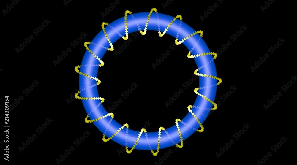 Toroidal Magnetic field lines . Fusion energy. 3d render. Helical path ...