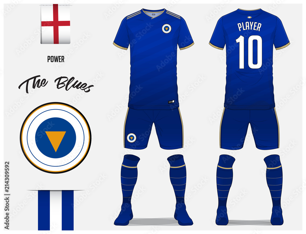 Soccer jersey or football kit template for football club. Blue football ...