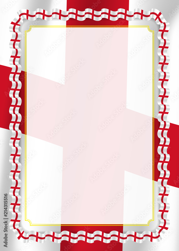 Frame and border of ribbon with England flag, template elements for ...