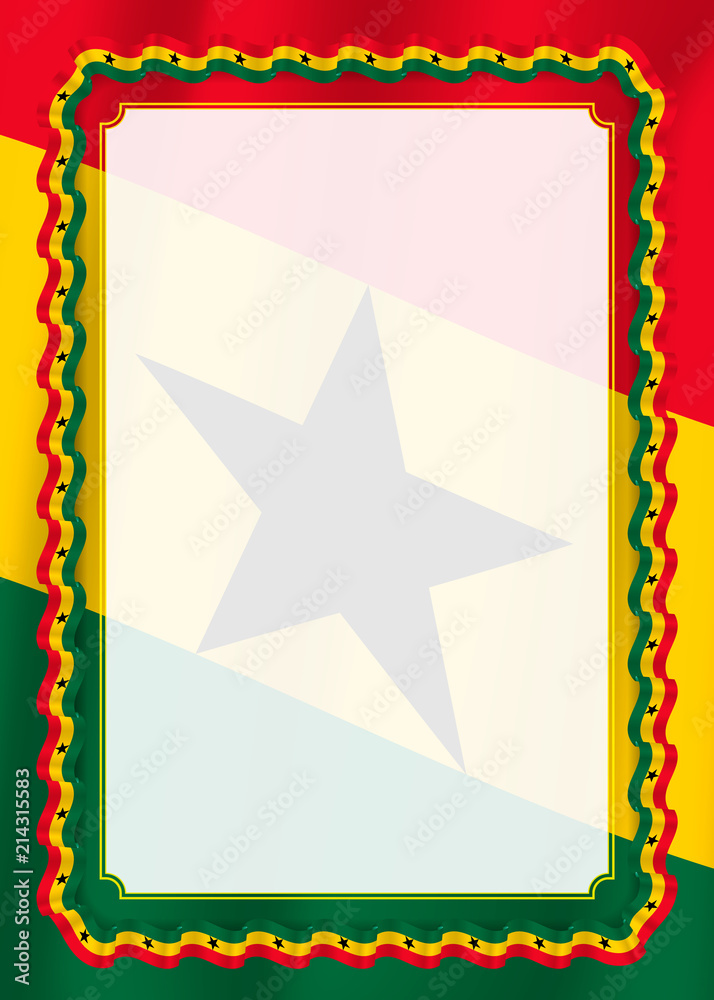 Frame and border of ribbon with Ghana flag, template elements for your ...