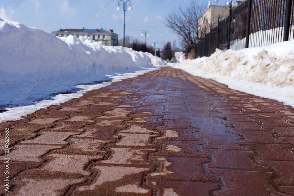 Red Concrete Stone Paving Slab on the warehouse . Stock Photo | Adobe Stock