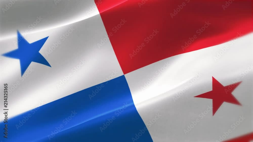 4k Highly Detailed flag of Panama. Angled view of a realistic Ultra-HD ...
