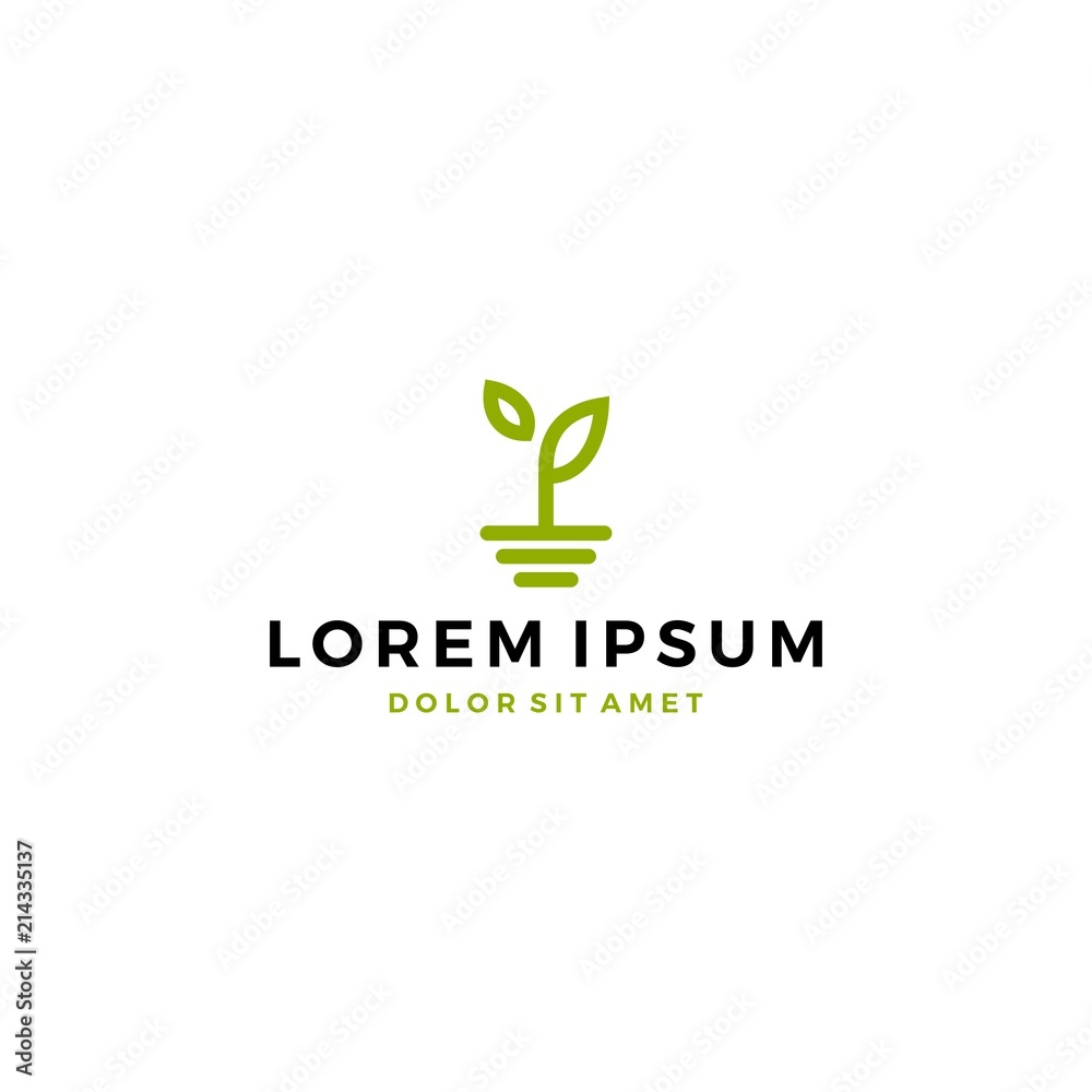 Poster leaf tree shoots sprout on the ground logo vector icon template ...