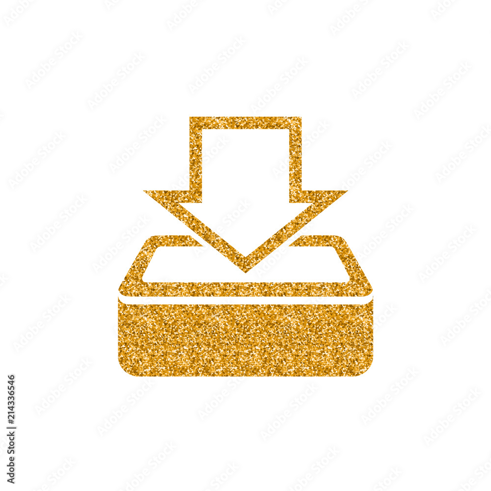 Download button icon in gold glitter texture. Sparkle luxury style ...