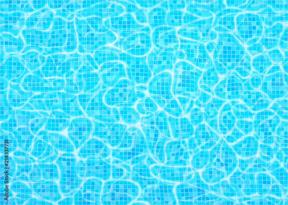 Swimming pool bottom vector background, ripple and flow with waves ...