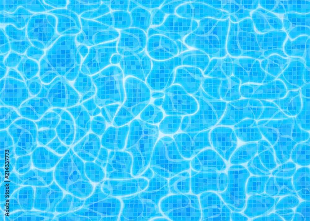 Swimming pool bottom vector background, ripple and flow with waves ...