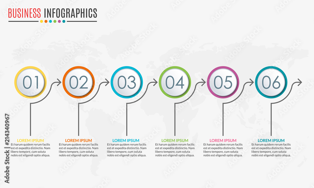 6 steps infographic design. Template for diagram, graph and chart ...