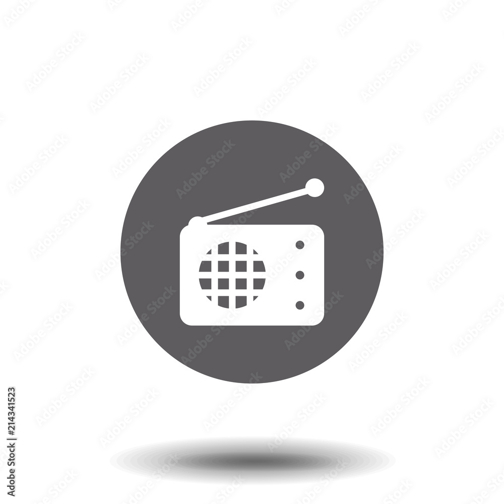 Simple flat vintage radio icon, grayscale on white background Stock ...