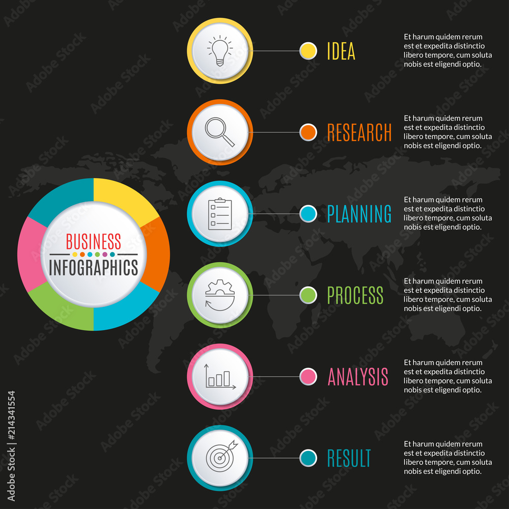 6 steps infographic design. Template for diagram, graph and chart ...