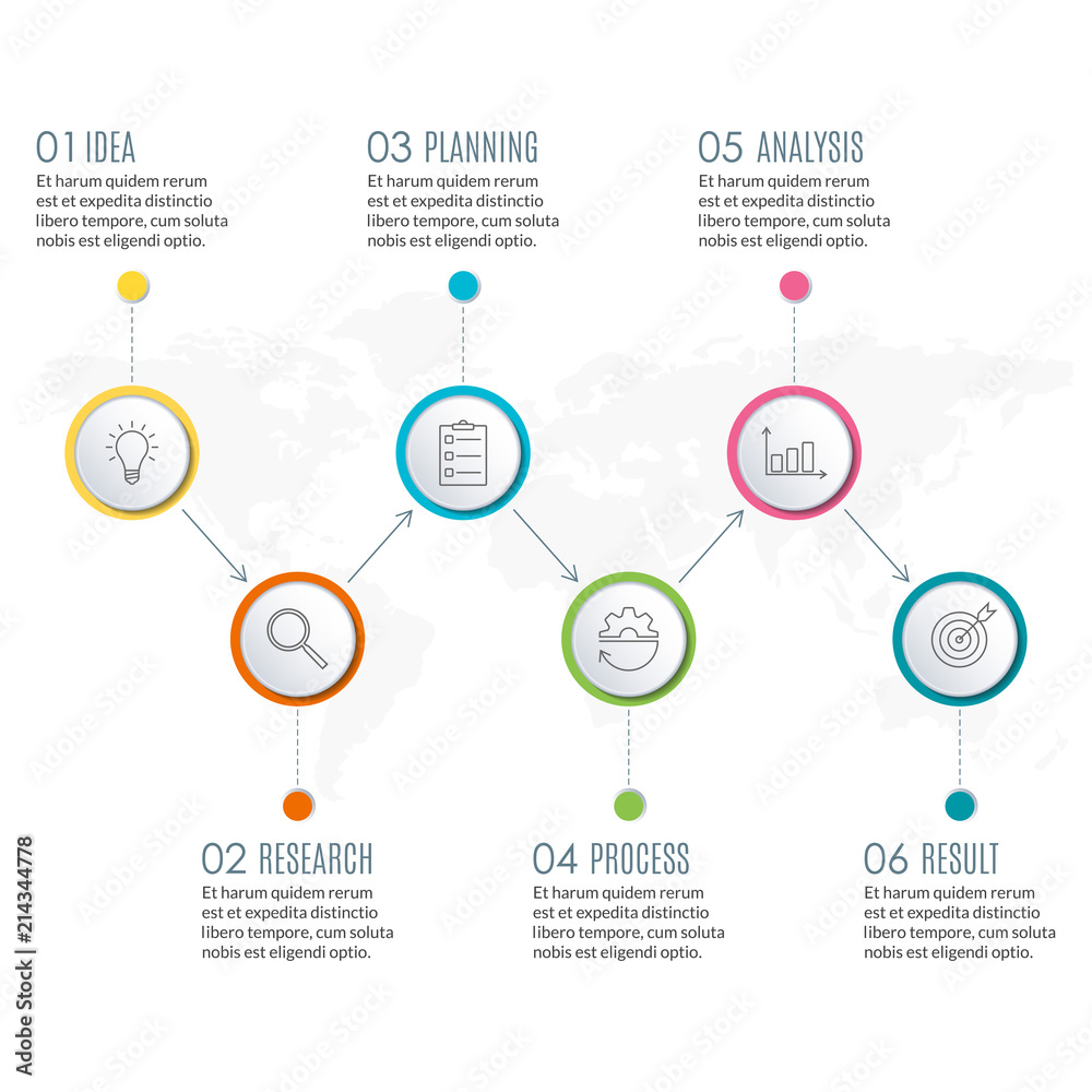 6 steps infographic design. Template for diagram, graph and chart ...