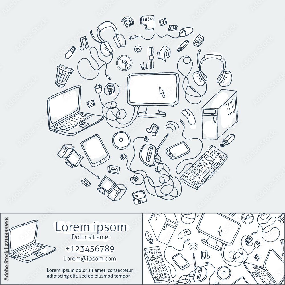 Vector template for your text with electronic gadgets Stock Vector ...