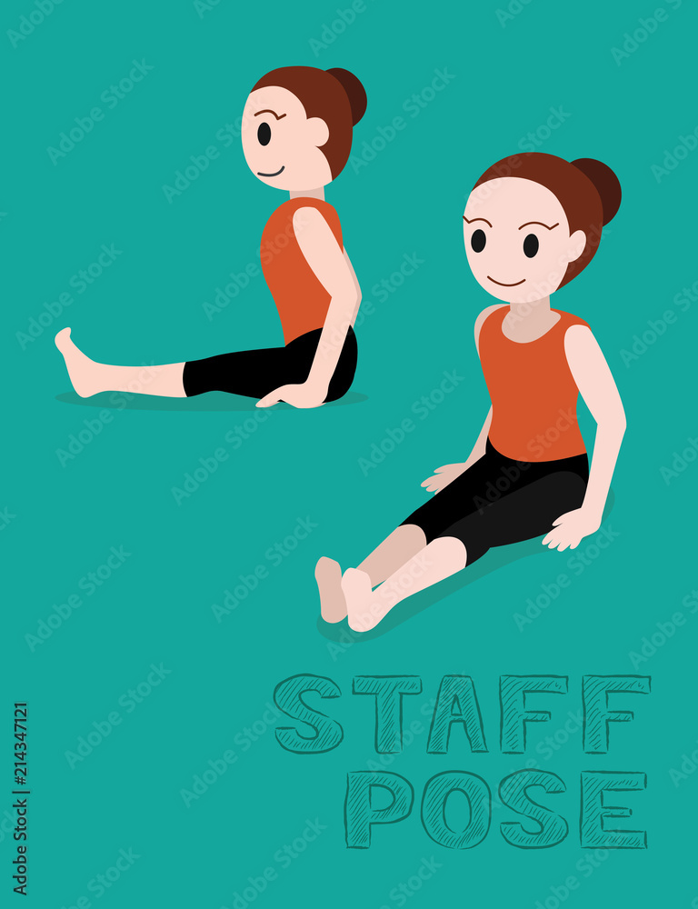 Yoga Staff Pose Cartoon Vector Illustration Stock Vector | Adobe Stock