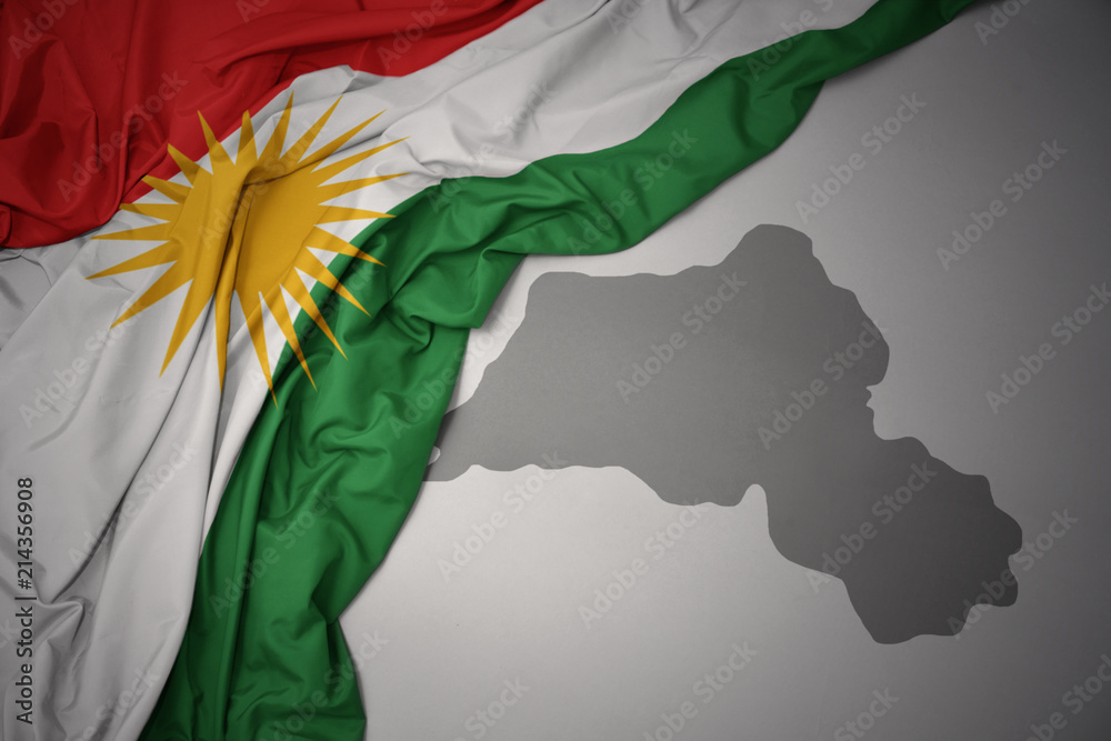 waving colorful national flag and map of kurdistan. Stock Photo | Adobe ...