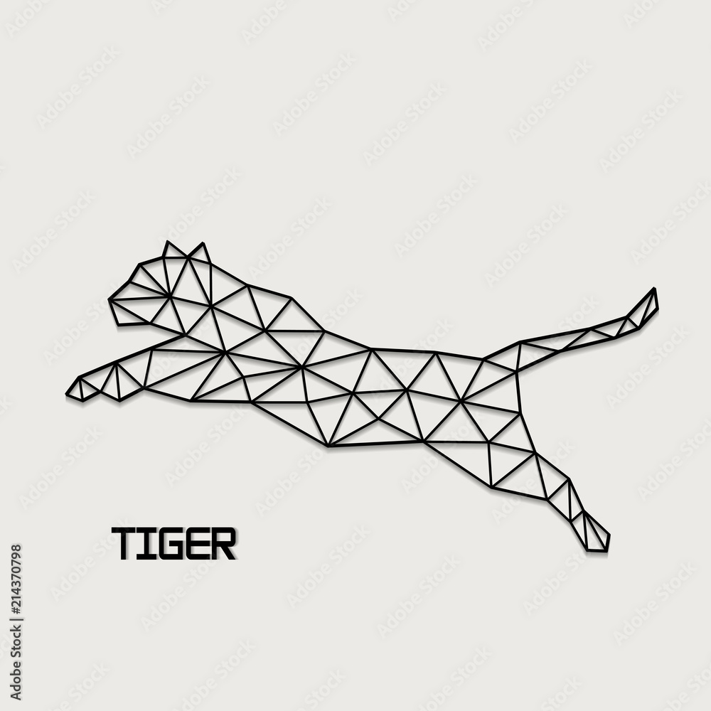 Jumping tiger abstract form from polygons. Stock Vector | Adobe Stock