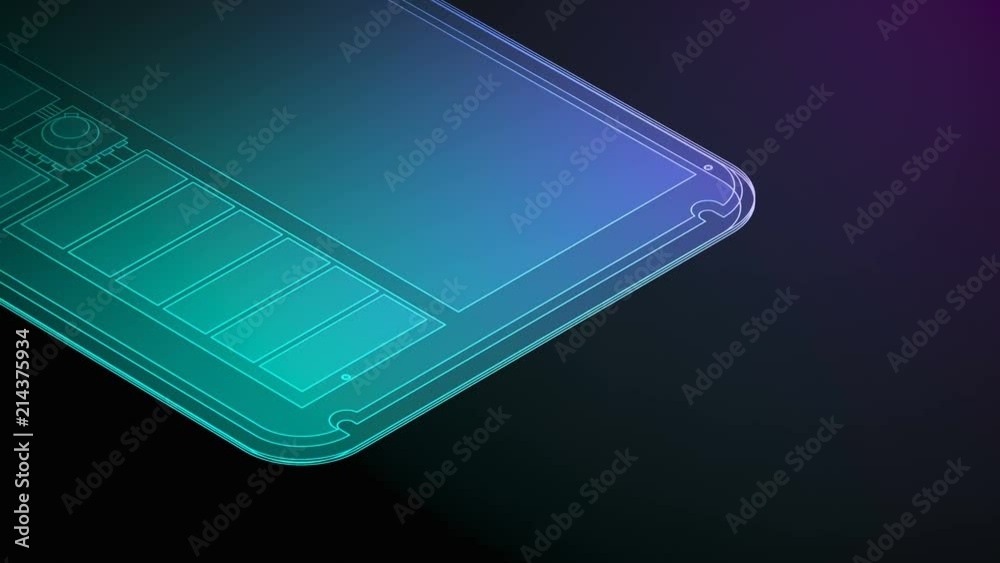 3D isometric virtual transparency show inside split part of Smartphone ...