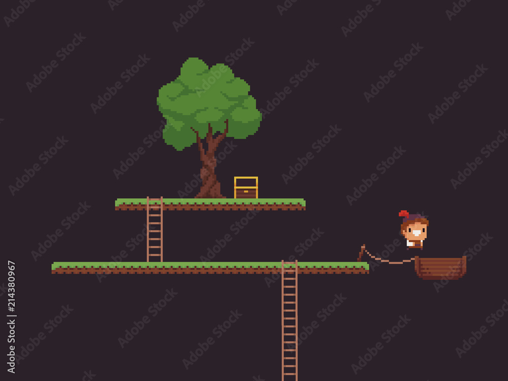 Pixel Art Game Scene Stock Vector | Adobe Stock