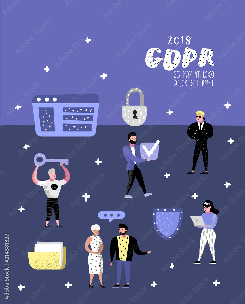 General Data Protection Regulation Concept with Characters for Poster ...