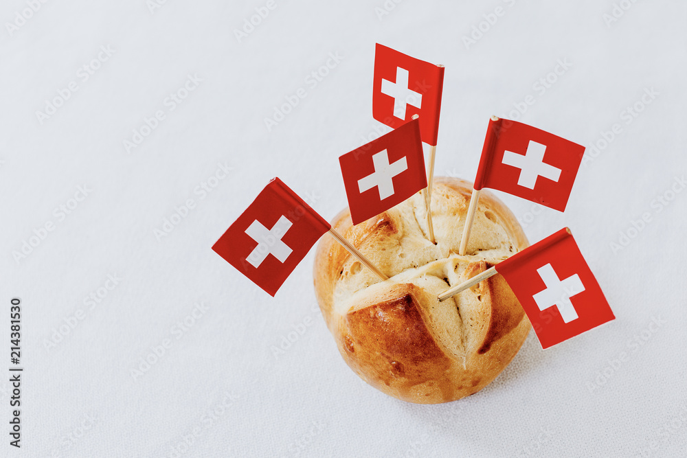 Traditional swiss bread buns called in German 1.Augustweggen baked in ...