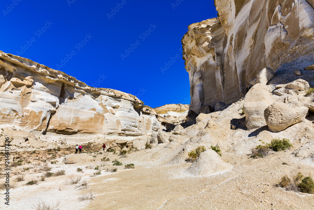 The mysterious white ravines of the shore of Tuzbair salt dry lake ...