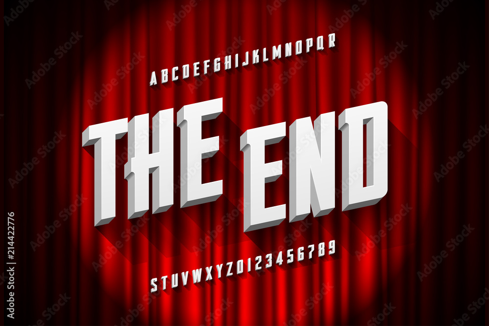 Retro style condensed font, The End title Stock Vector | Adobe Stock