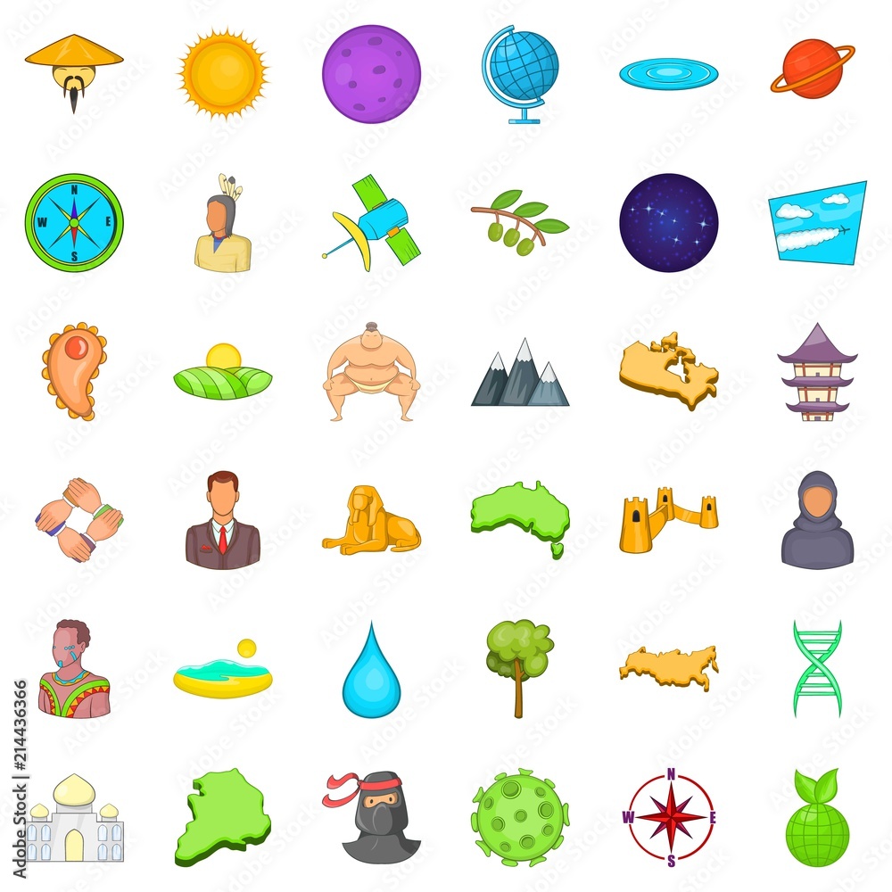 Around the world icons set. Cartoon style of 36 around the world vector ...