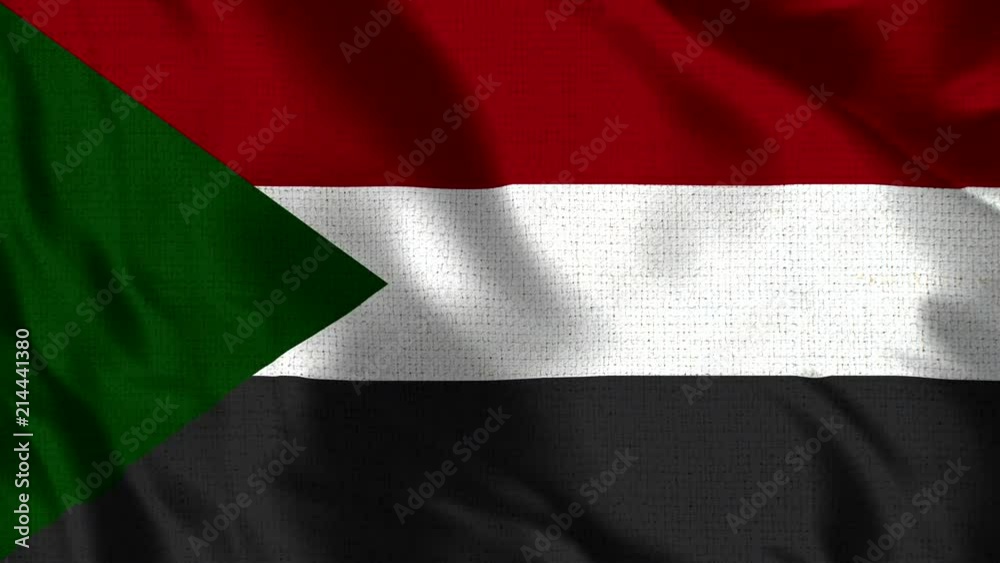 Sudan Flag - Realistic 4K - 60 fps flag of the Sudan waving in the wind. Seamless loop with ...