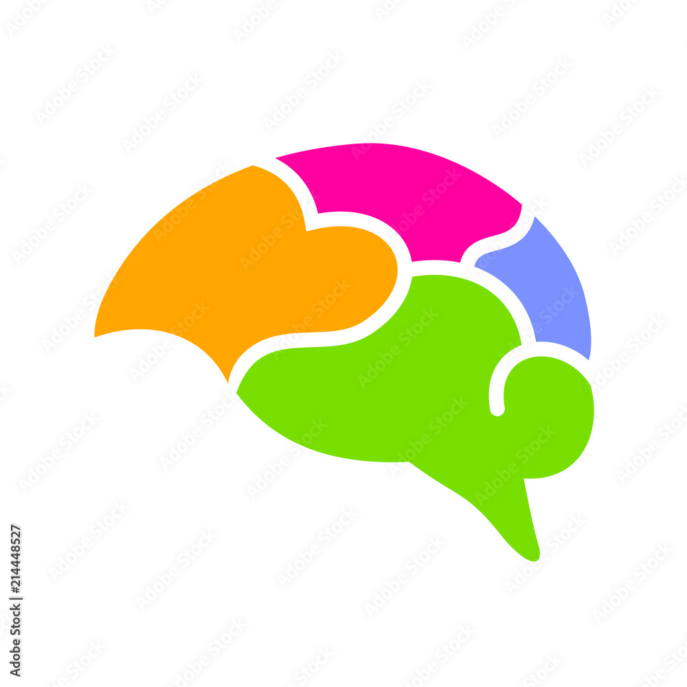 human brain icon design. Split into four parts. Vector illustration ...