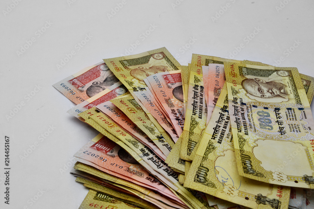 Indian currency notes isolated on white background. Stock Photo | Adobe ...