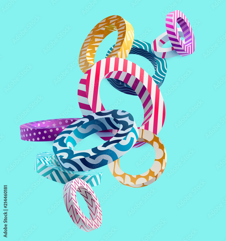 3D decorative rings. Colorful design. Stock Vector | Adobe Stock