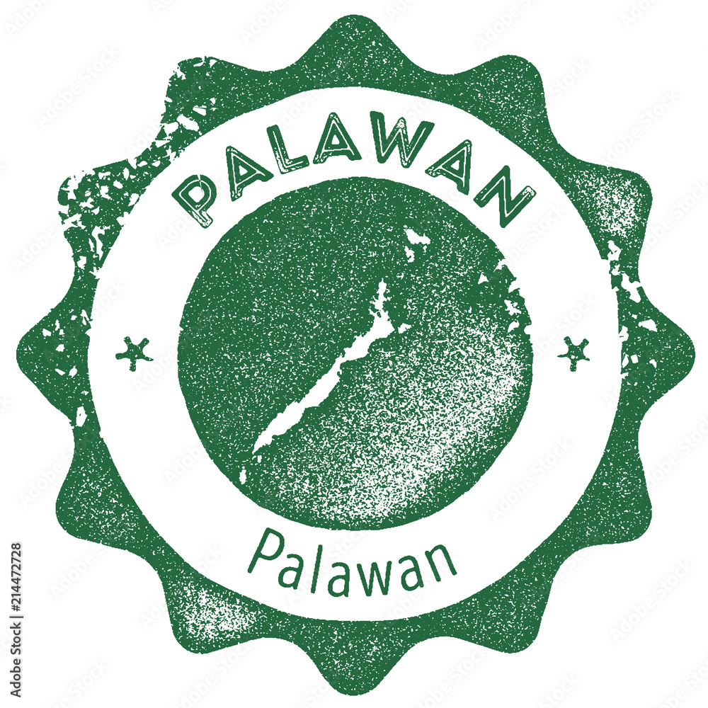 Palawan map vintage stamp. Retro style handmade label, badge or element ...