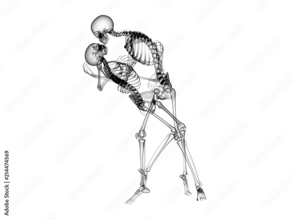 X Ray Skeleton Couple In Love 3d Render Stock Illustration Adobe Stock