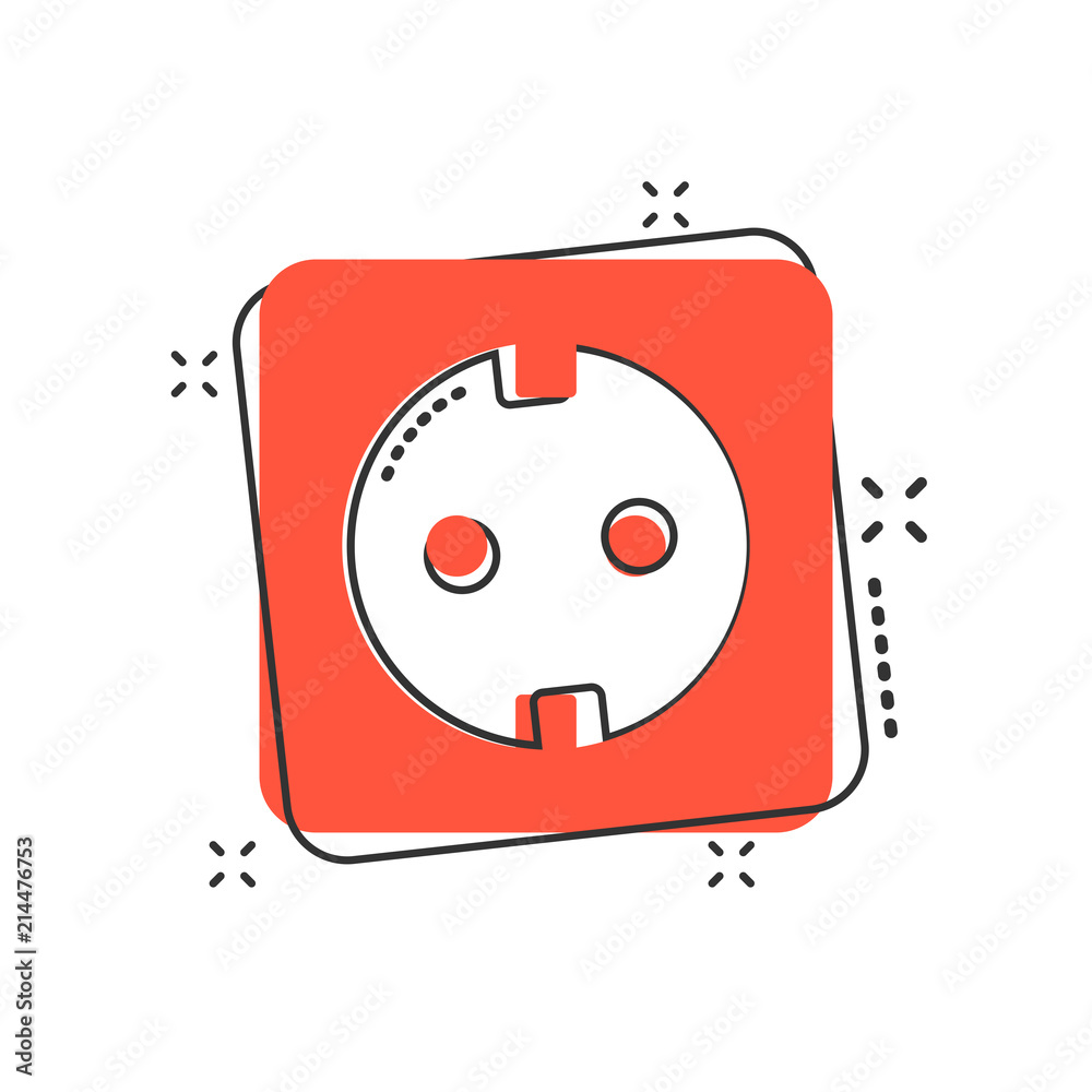 Vector cartoon extension cord sign icon in comic style. Electric power ...
