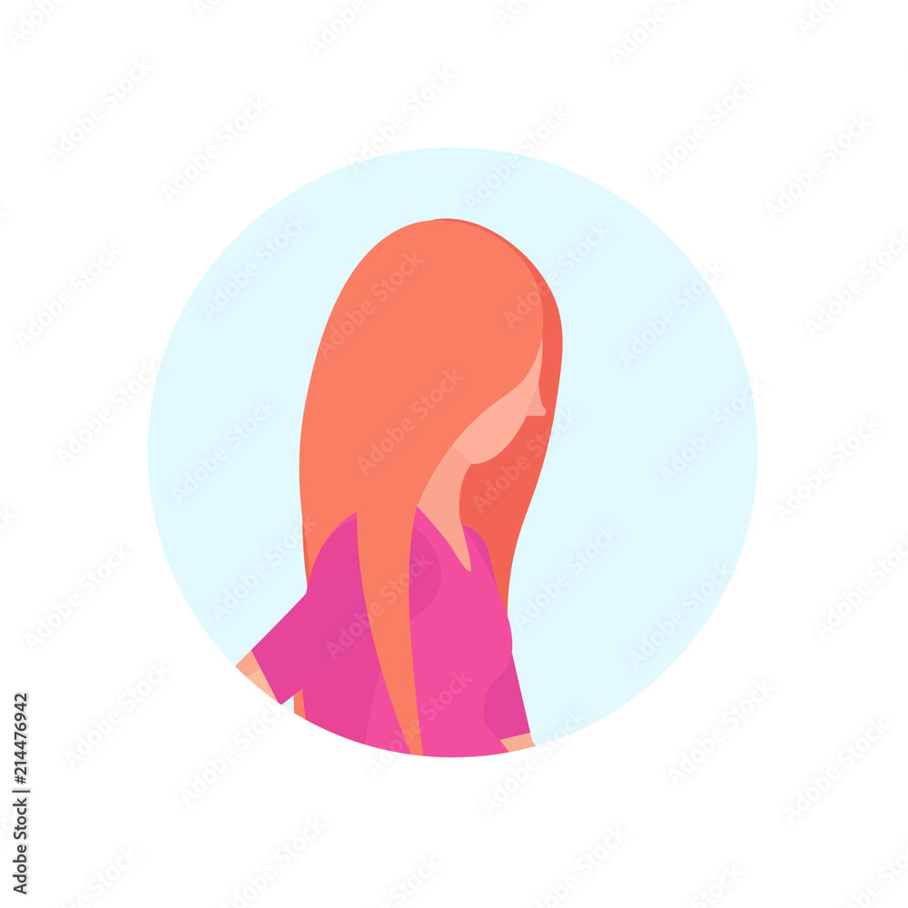 redhead woman profile avatar isolated female cartoon character portrait ...