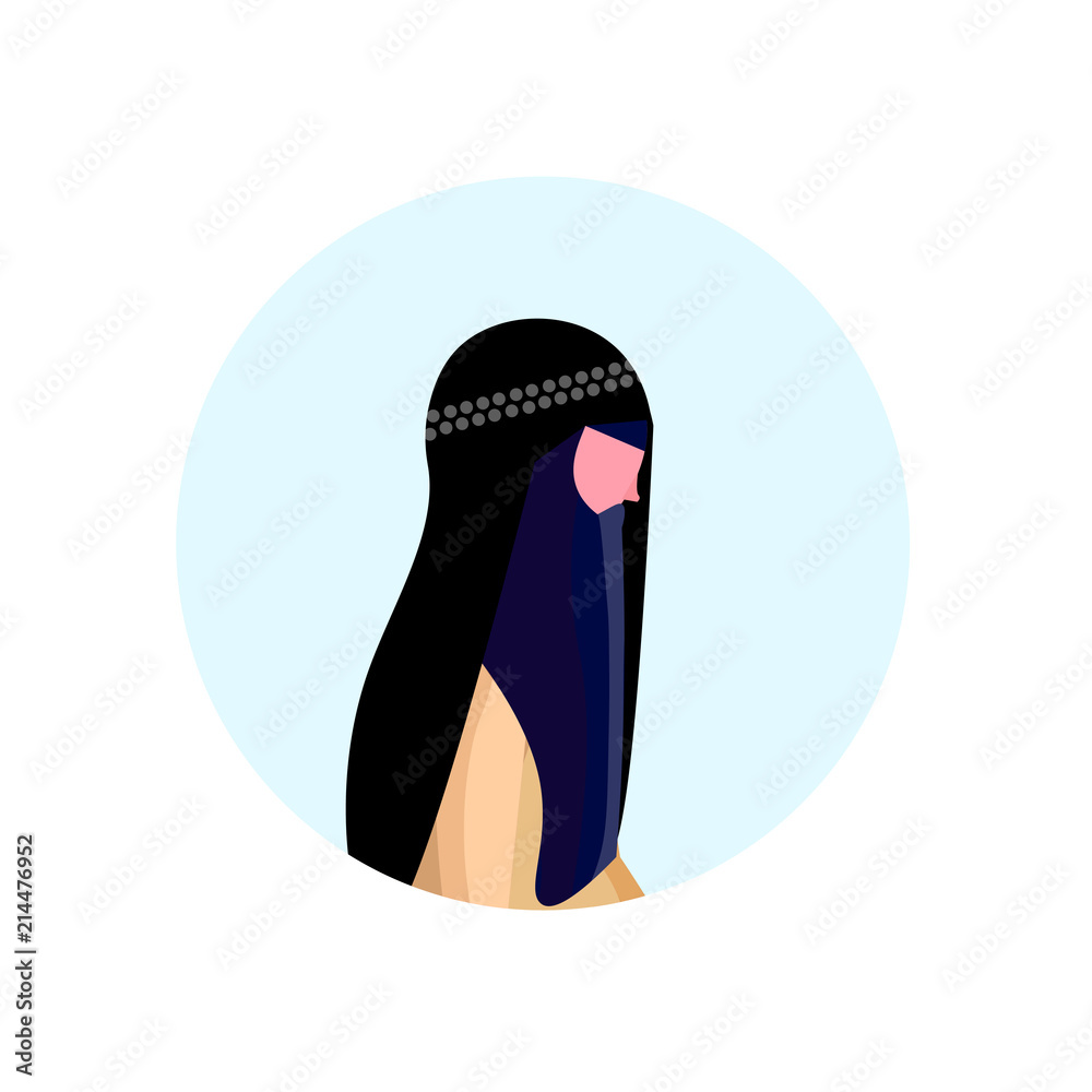 arab woman profile avatar isolated paranja female cartoon character ...