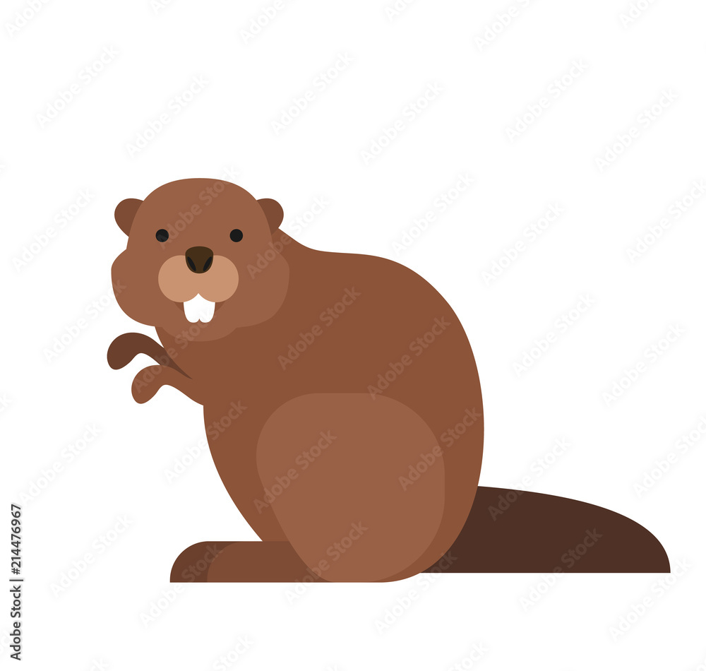 cute cartoon beaver in flat style on white background Stock Vector ...