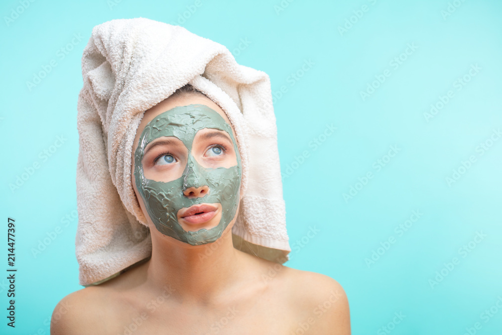 Skin and hair care, spa, wellness. Home Beauty concept. Caucasian woman ...