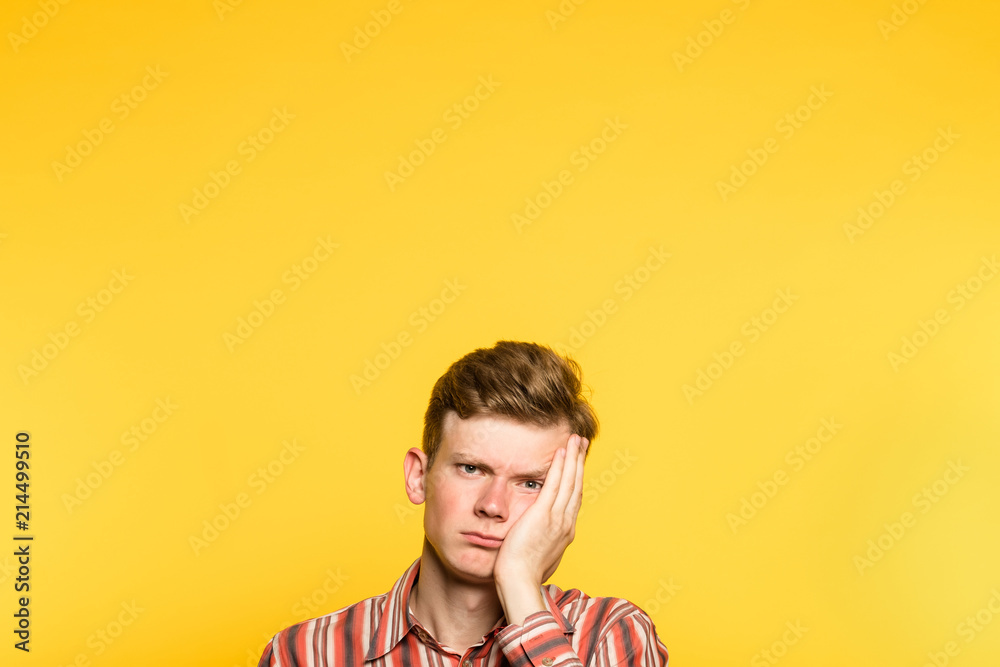 bored disinterested weariful indifferent unenthusiastic man. portrait ...