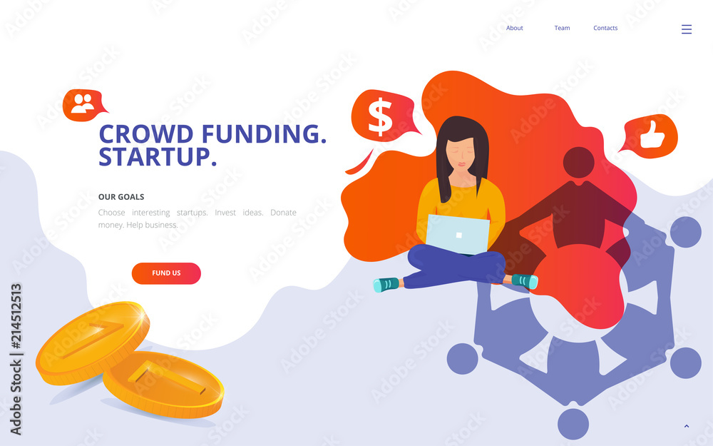 Crowdfunding startup illustration. Great as Crowdfunding site wireframe ...