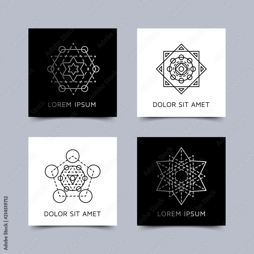 Vintage style black and white flyer set inspired by sacred geometry ...