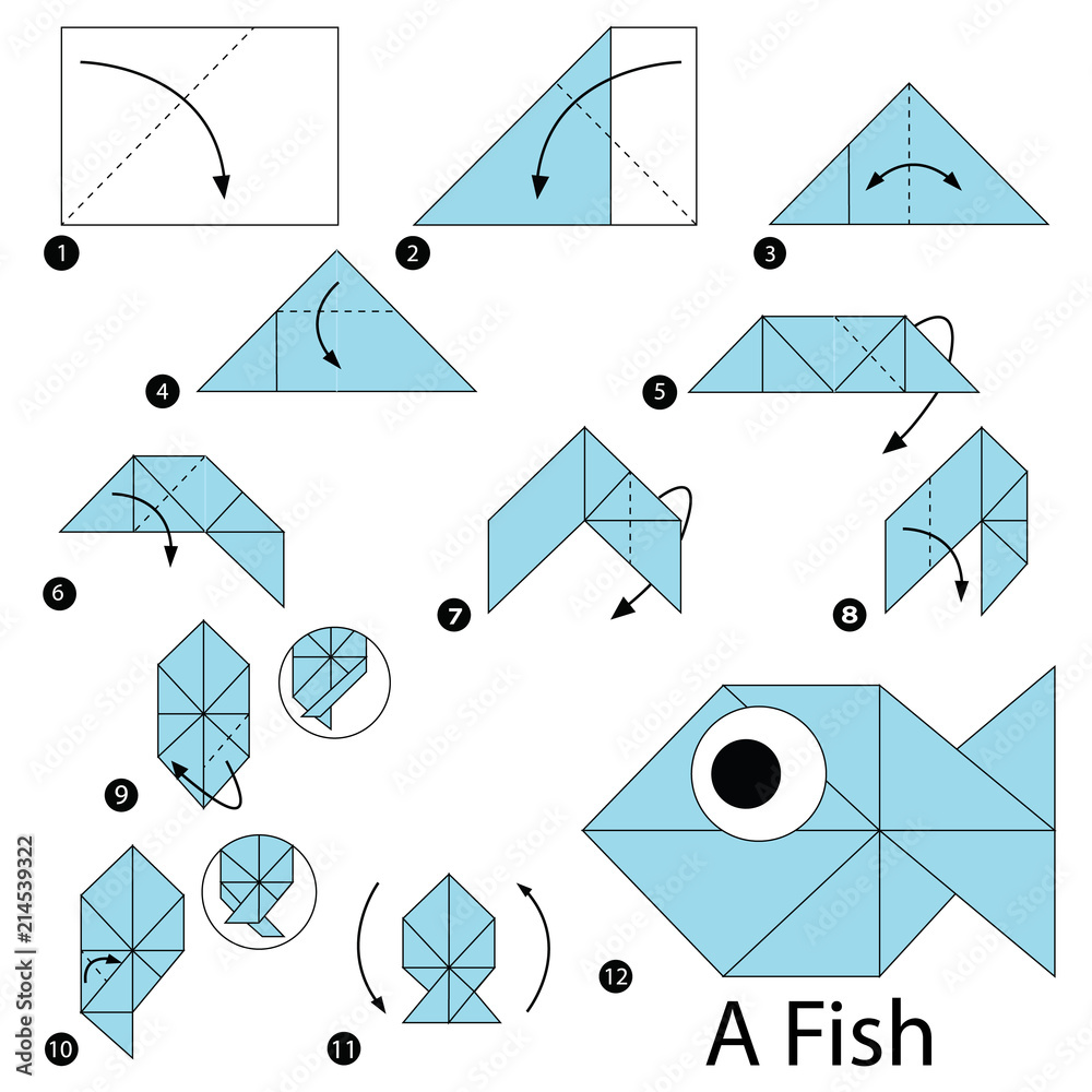 step by step instructions how to make origami A Fish Stock Vector ...