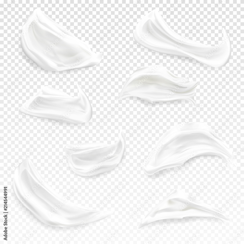 White cream strokes vector illustration of realistic 3D cosmetic ...