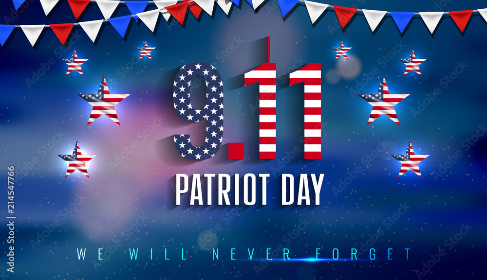 9/11 Patriot Day, September 11. "We Will Never Forget". National day of ...